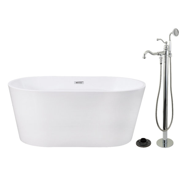 Kingston Brass Aqua Eden 56-Inch Acrylic Oval Double Ended Freestanding ...