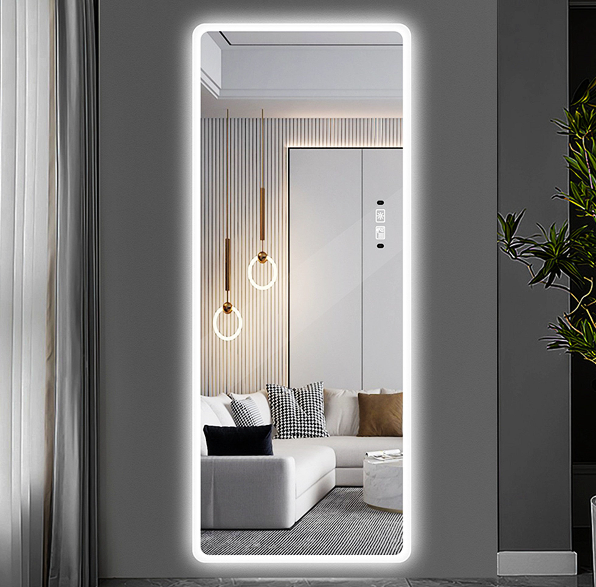 Wrought Studio™ Daoud Full Length Mirror Lighted Vanity Body Mirror LED ...