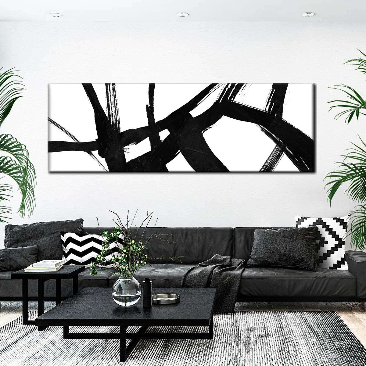 Wrought Studio™ Black Ink Streaks V Canvas Print | Wayfair