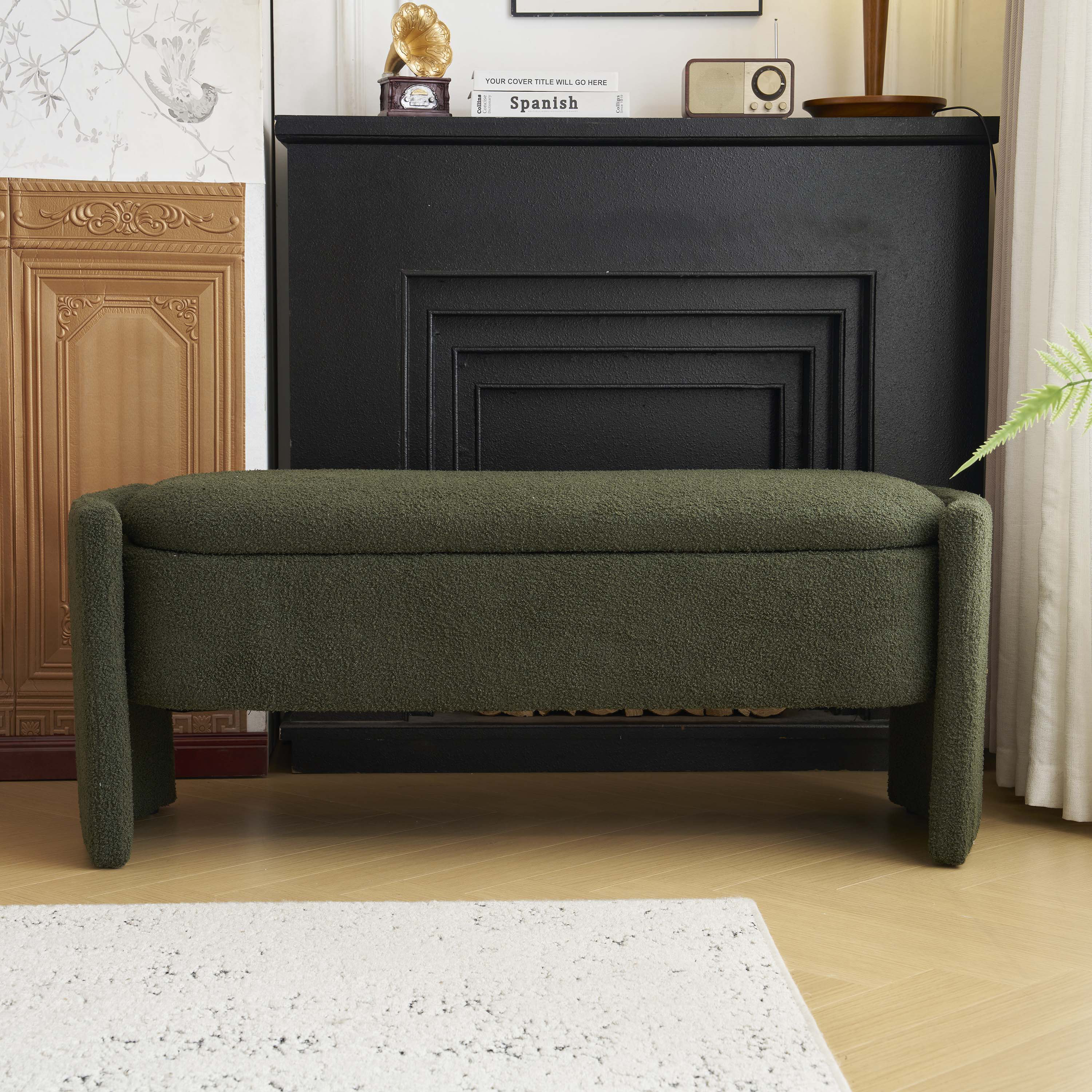 Latitude Run® Elegant Long - shaped Storage Ottoman Bench of boucle ...