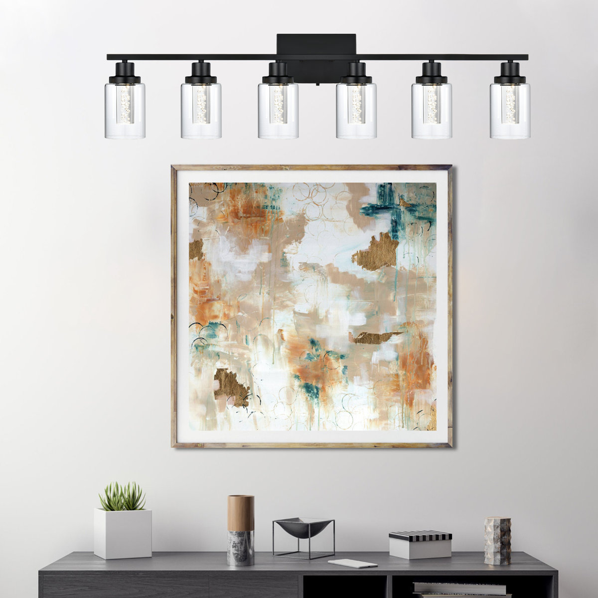 Breakwater Bay 6-Light Black Bathroom Light Fixtures, Built-In LED ...