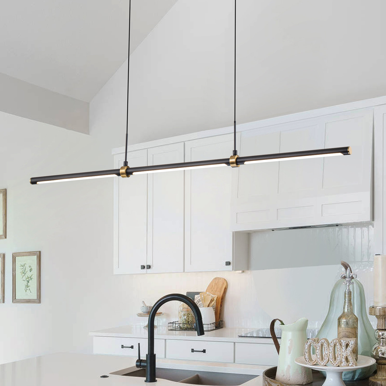 Ebern Designs Ailah 3 - Light Matte Black LED Kitchen Island Pendant ...