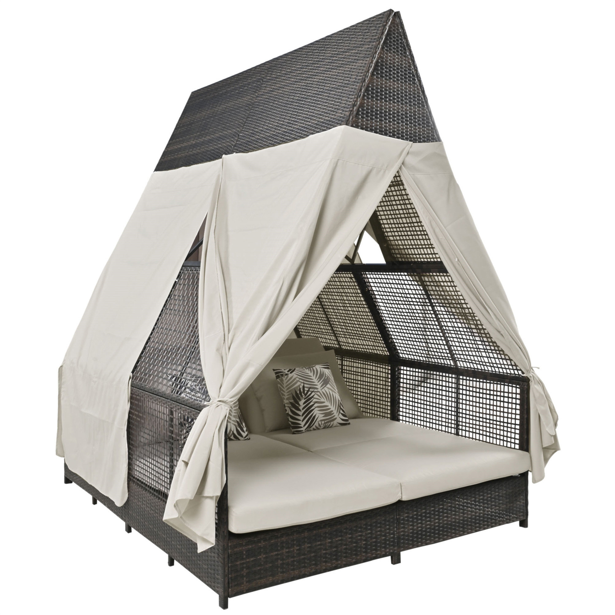 Dakota Fields Luxurious Outdoor Daybed With Privacy Curtains And ...