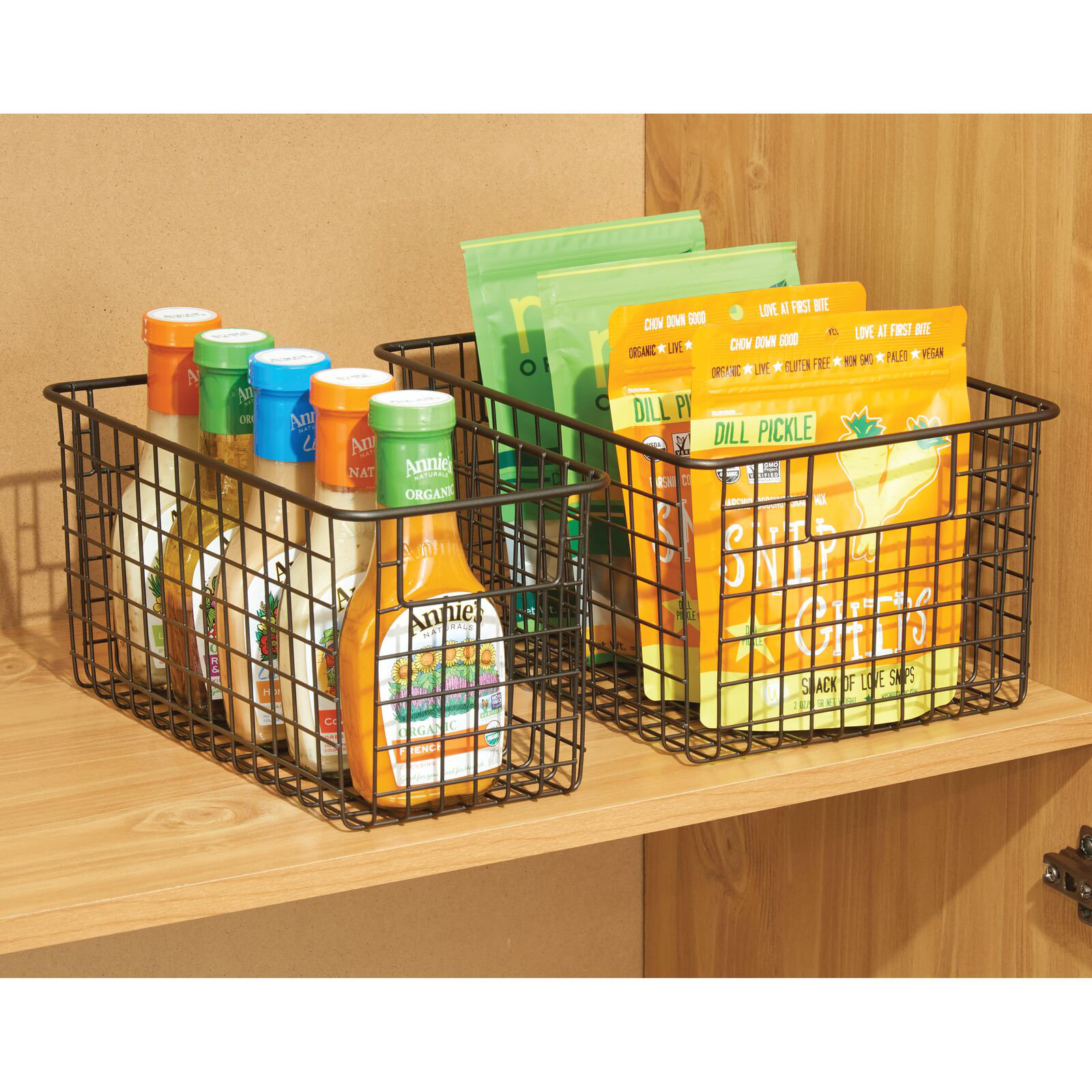 mDesign Metal Wire Food Organizer Basket with Built-In Handles - 12 x ...