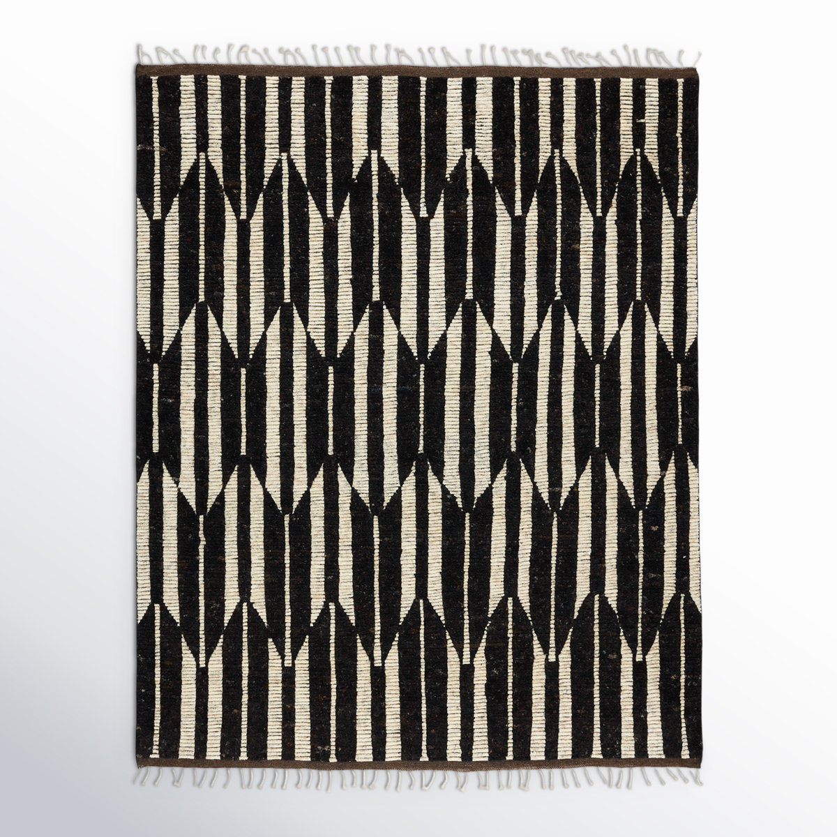 AllModern Wesler Geometric Hand Knotted Wool Dark Brown/Ivory Area Rug ...
