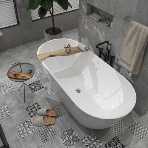 TZDD Free Standing Tub 55" x30" Deep Soaking Bathtub J07 Bathroom Tub ...