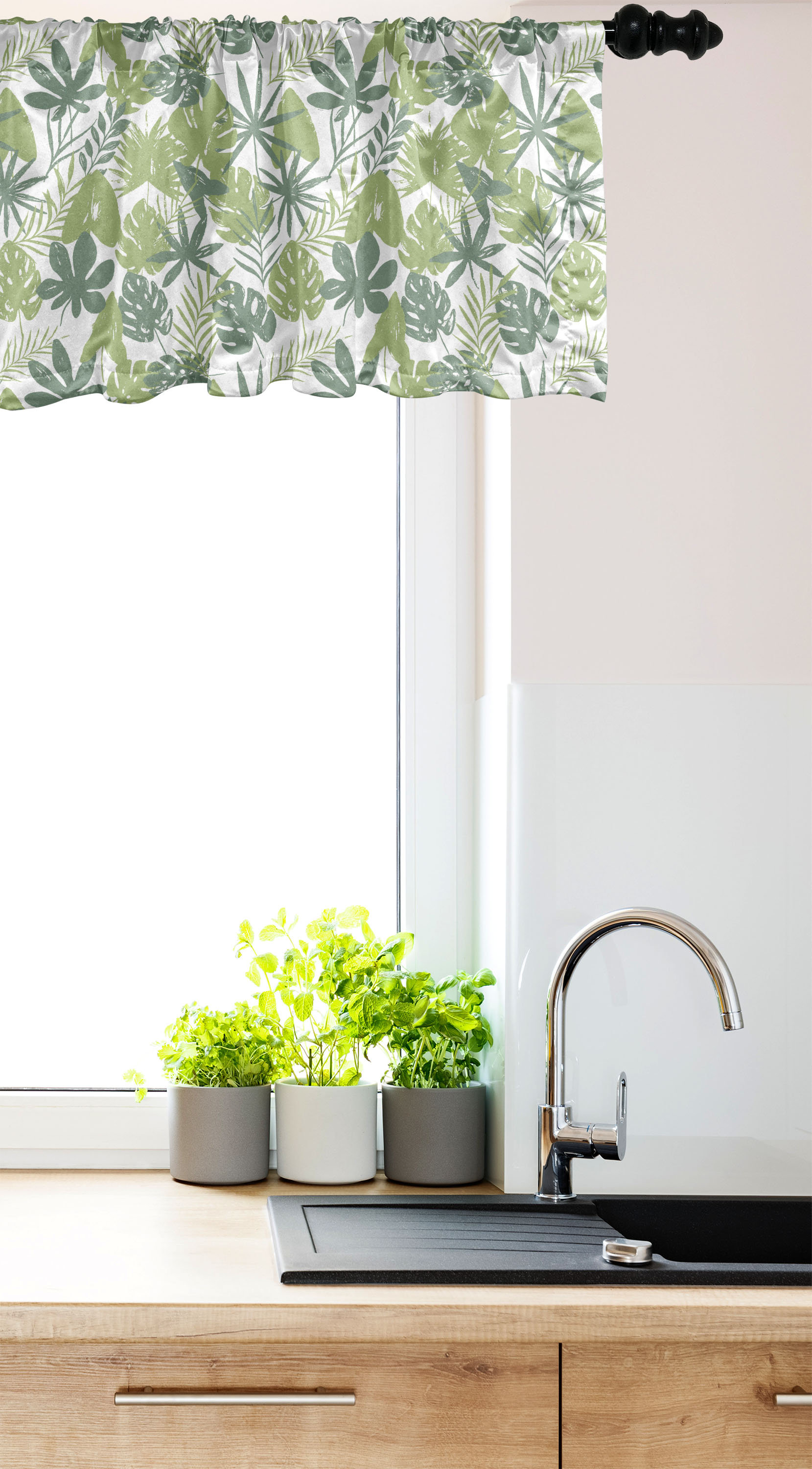 Ambesonne Botanical Valance Pack of 2 Floral Summer Foliage Pistachio ...