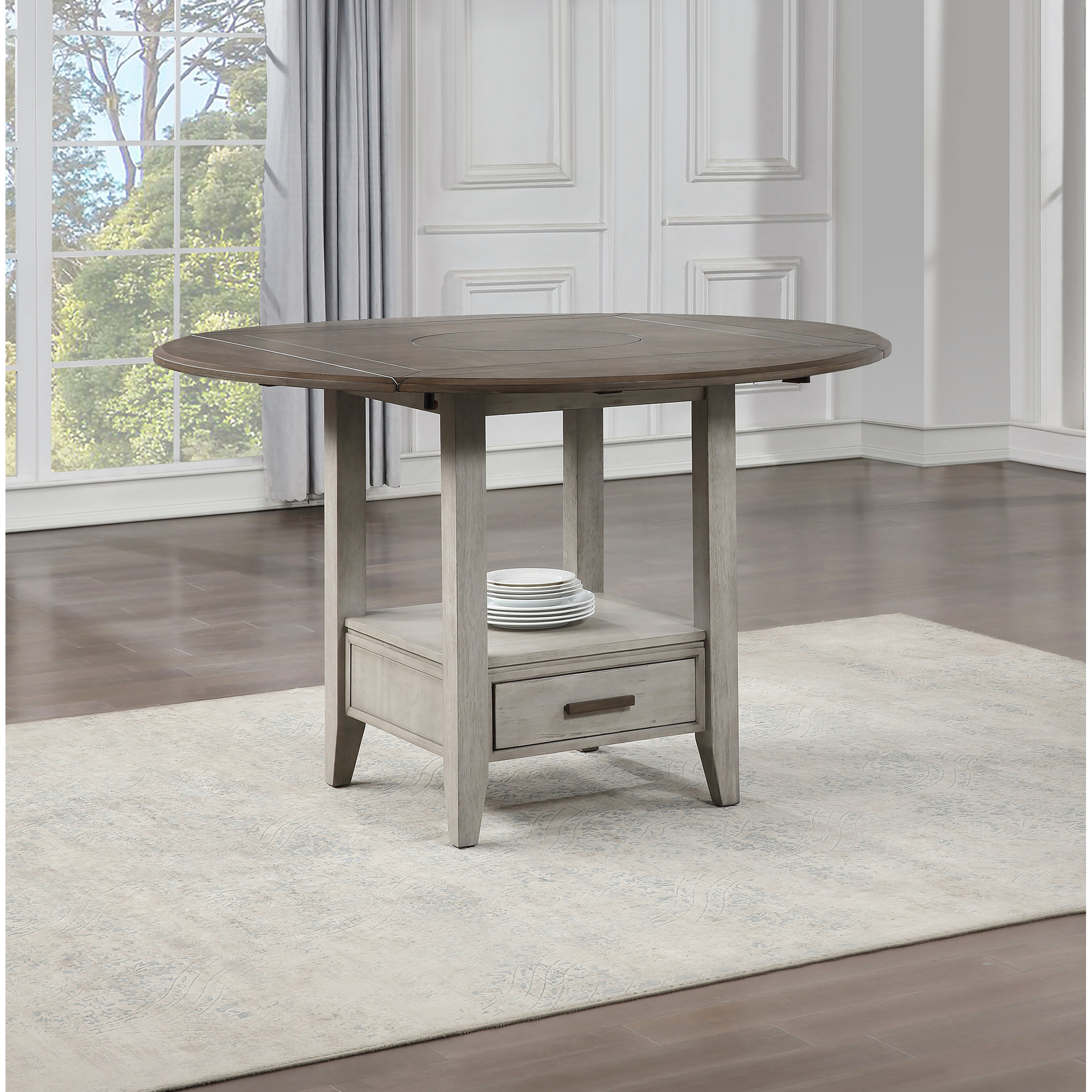 Gracie Oaks Convertible 36" Counter Height Dining Table with Drop-Down ...