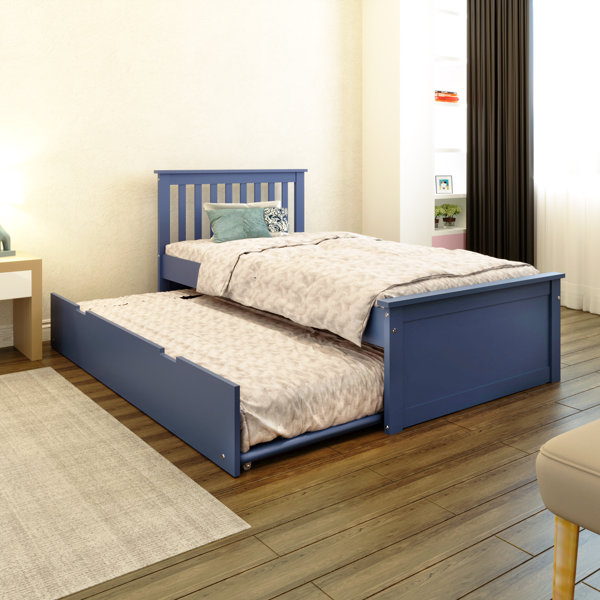 Harriet Bee Twin Trundle Bed, Solid Wood Bed Frame with Twin Size Pull ...