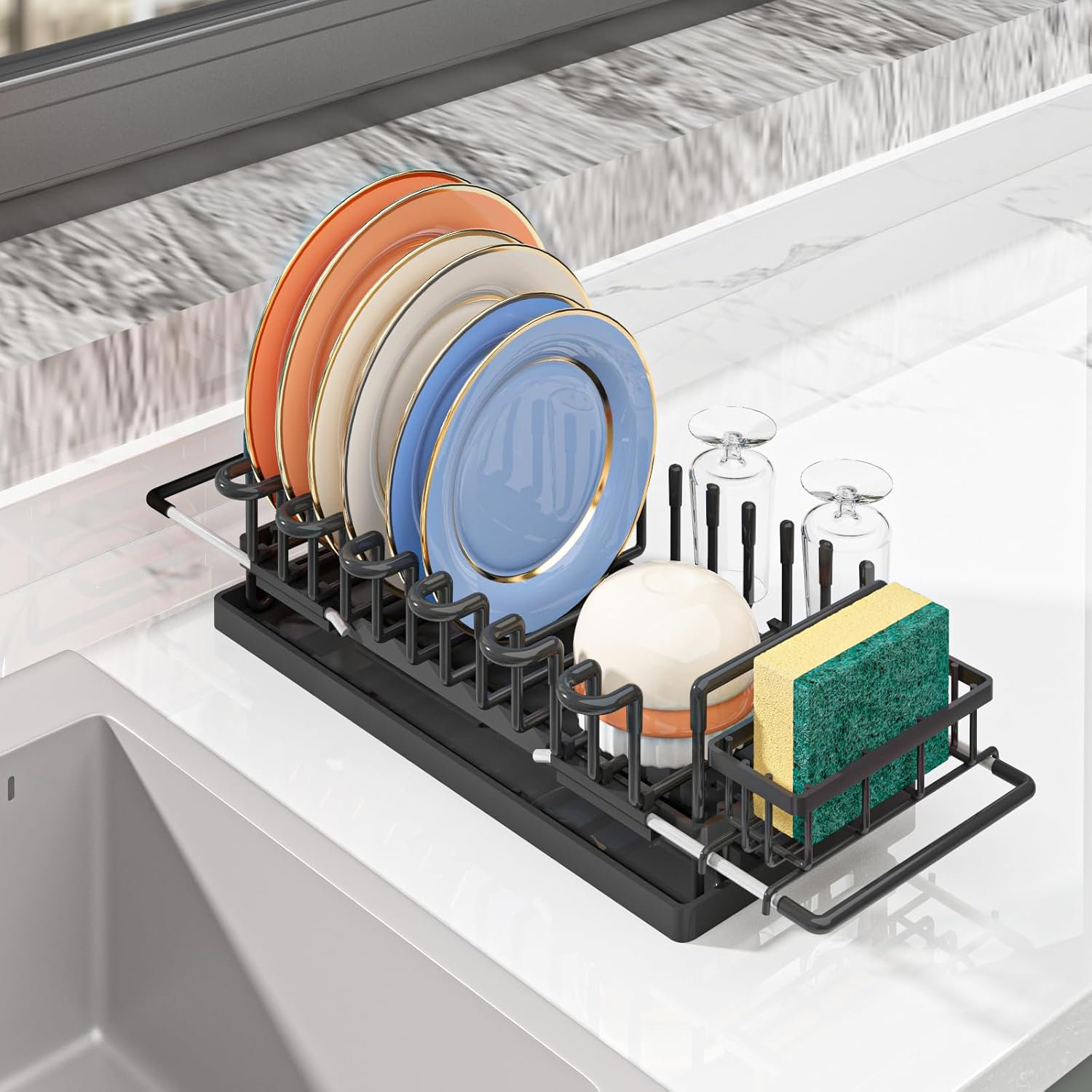 THE GLAMOUR BOUTIQUES In Sink Dish Drying Rack, Expandable Dishes Racks ...