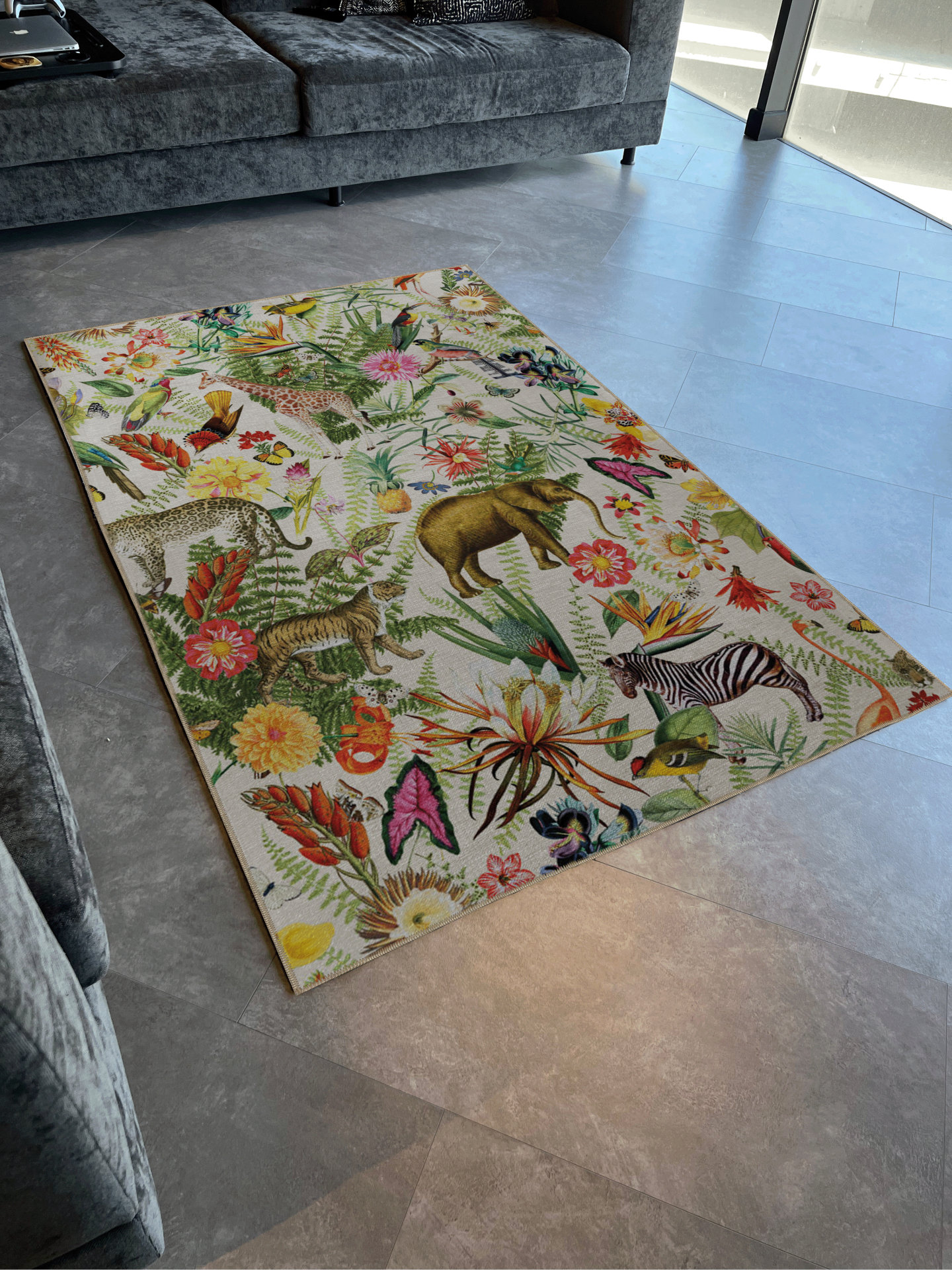 Dakota Fields Multi-Colored Forest-Themed Flower, Elephant, and Tiger ...