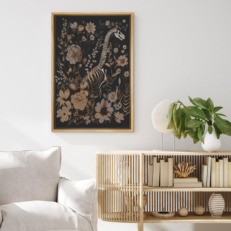 wall26 Dinosaur Skull Wildflowers Moody Gothic Animals Dark Floral ...