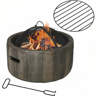 Arlmont & Co. Woodgrain Design Outdoor Fire Pit, Metal Wood Burning ...