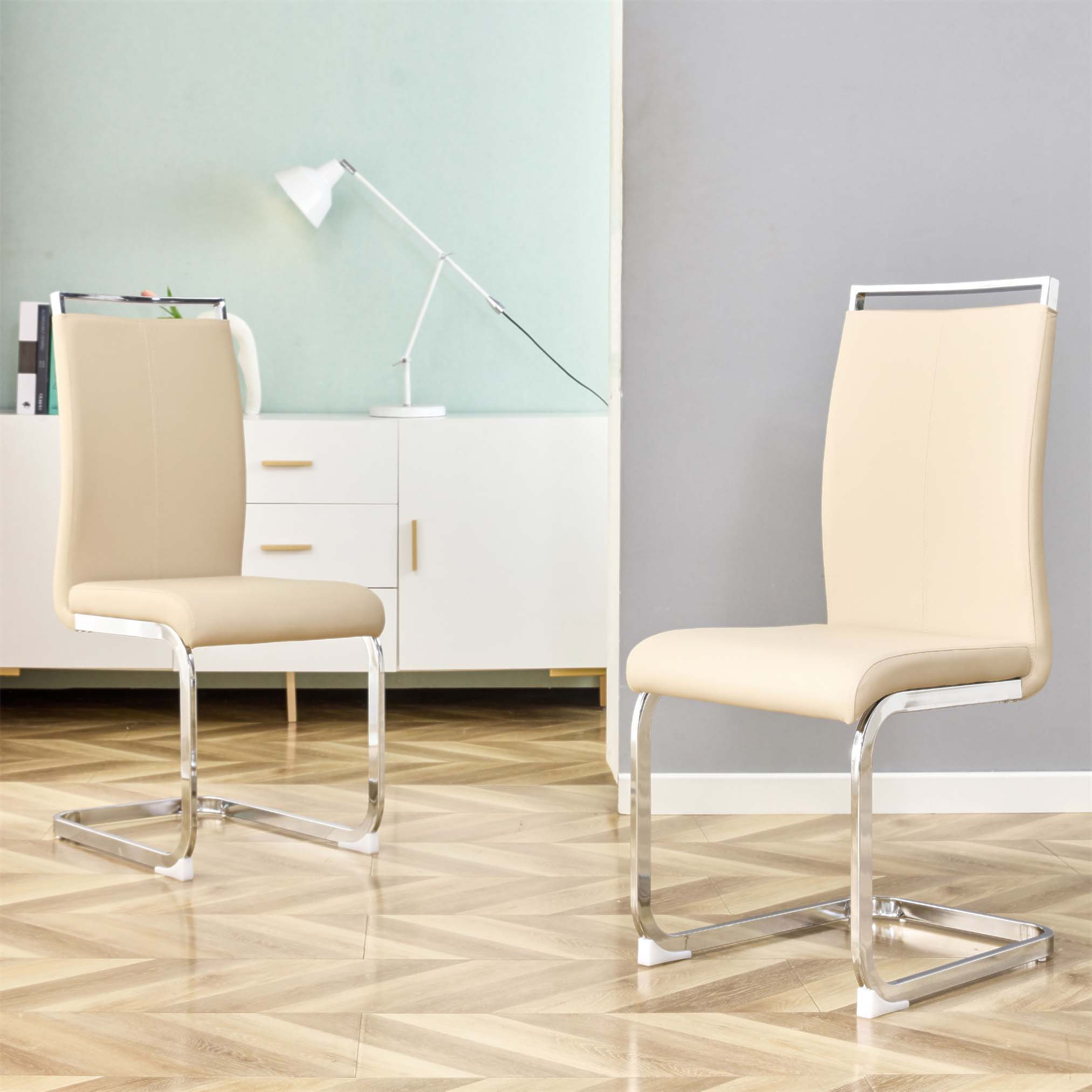 Hokku Designs Modern PU Faux Leather High Back Dining Chairs with ...
