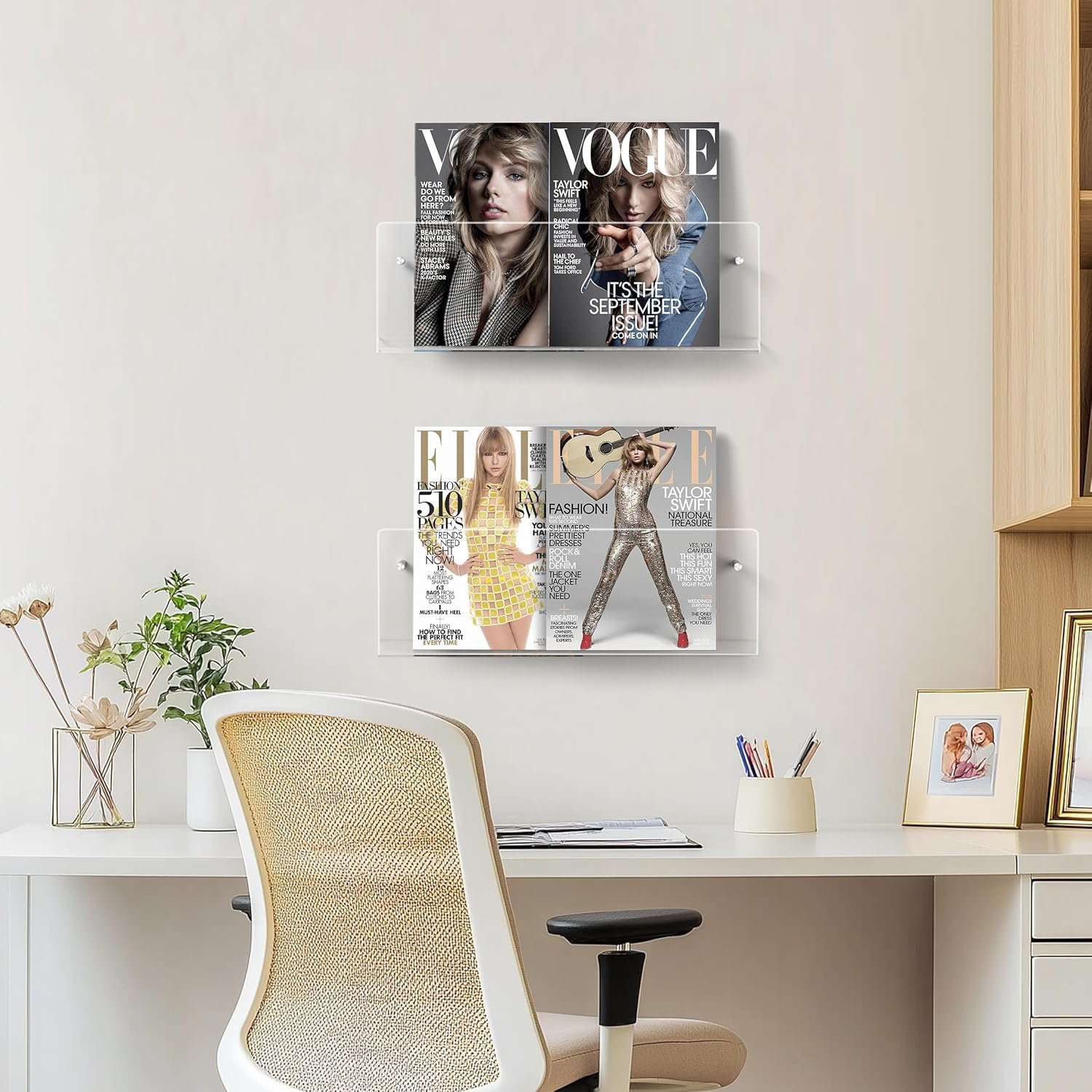 Latitude Run® 17 Inch 2 Pack Clear Acrylic Magazine Holder, Wall ...