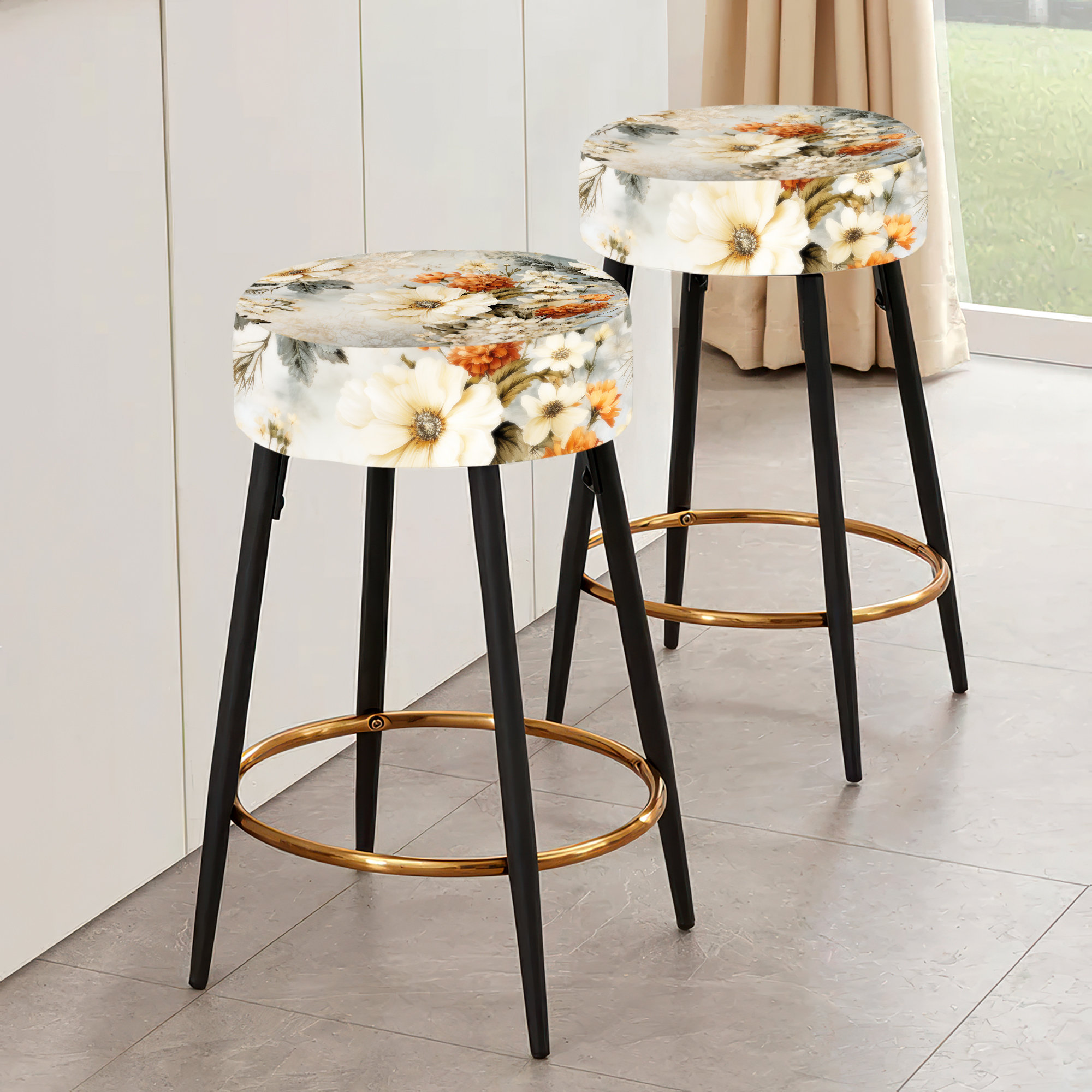 Design Art Rustic Victorian Lace Victorian Pattern - Floral Bar Stools ...