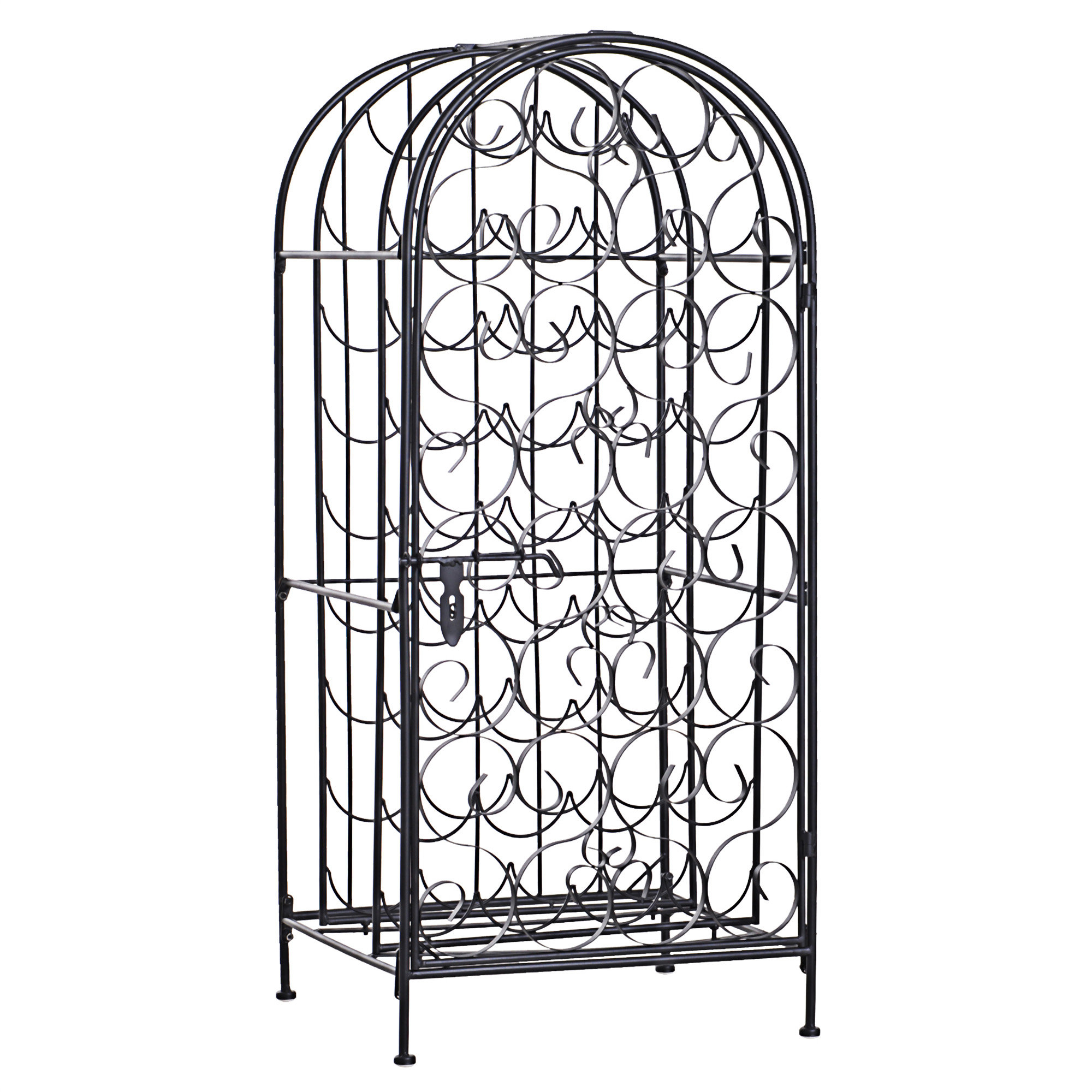 17 Stories 35 Bottle Wrought Iron Wine Rack Cabinet With Lock - | Wayfair