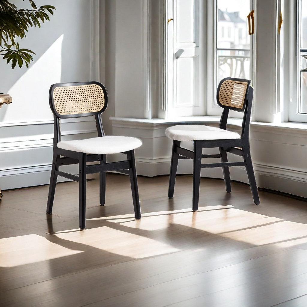 Bayou Breeze Danine Set of 2 Rattan Dining Chairs - Farmhouse Style ...