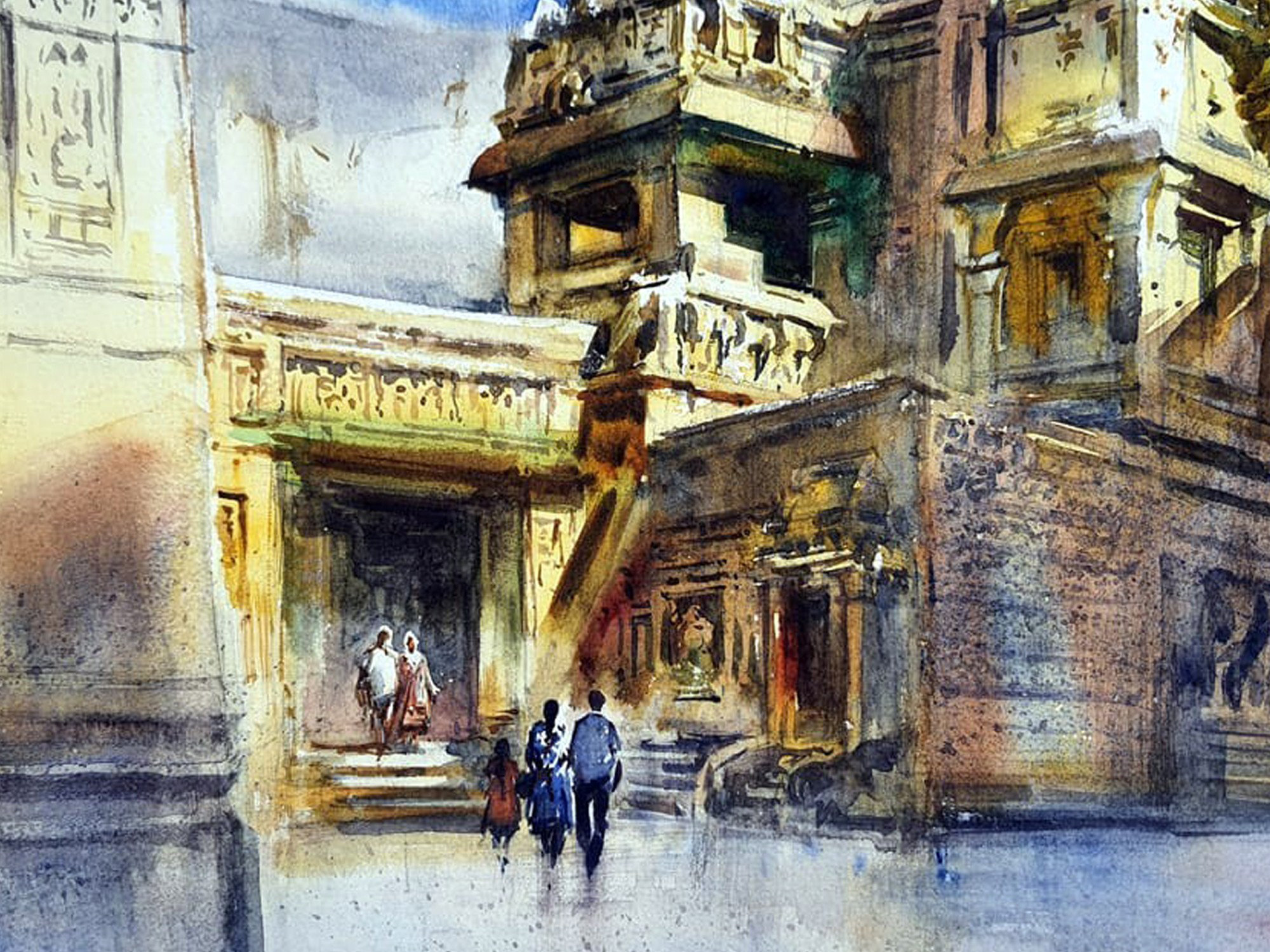 Exotic India Ellora Caves Shining - Maharashtra | Watercolor On Paper ...
