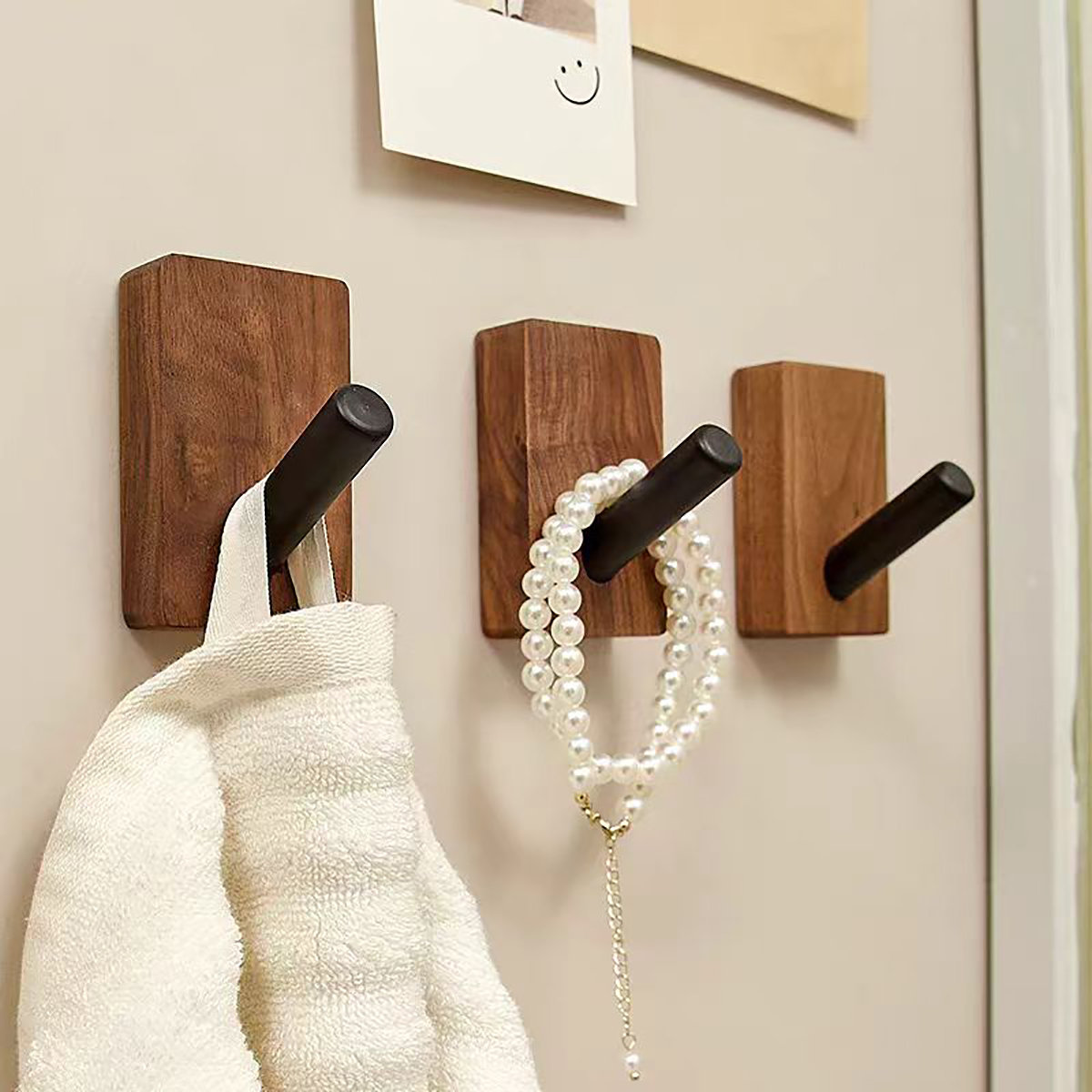 Millwood Pines Wooden Wall Hooks For Hanging,3-pack Modern Coat Hooks ...