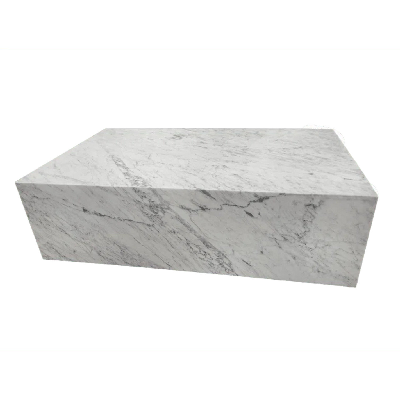 BETACH Table basse bloc de marbre véritable - marbre de Carrare, très ...