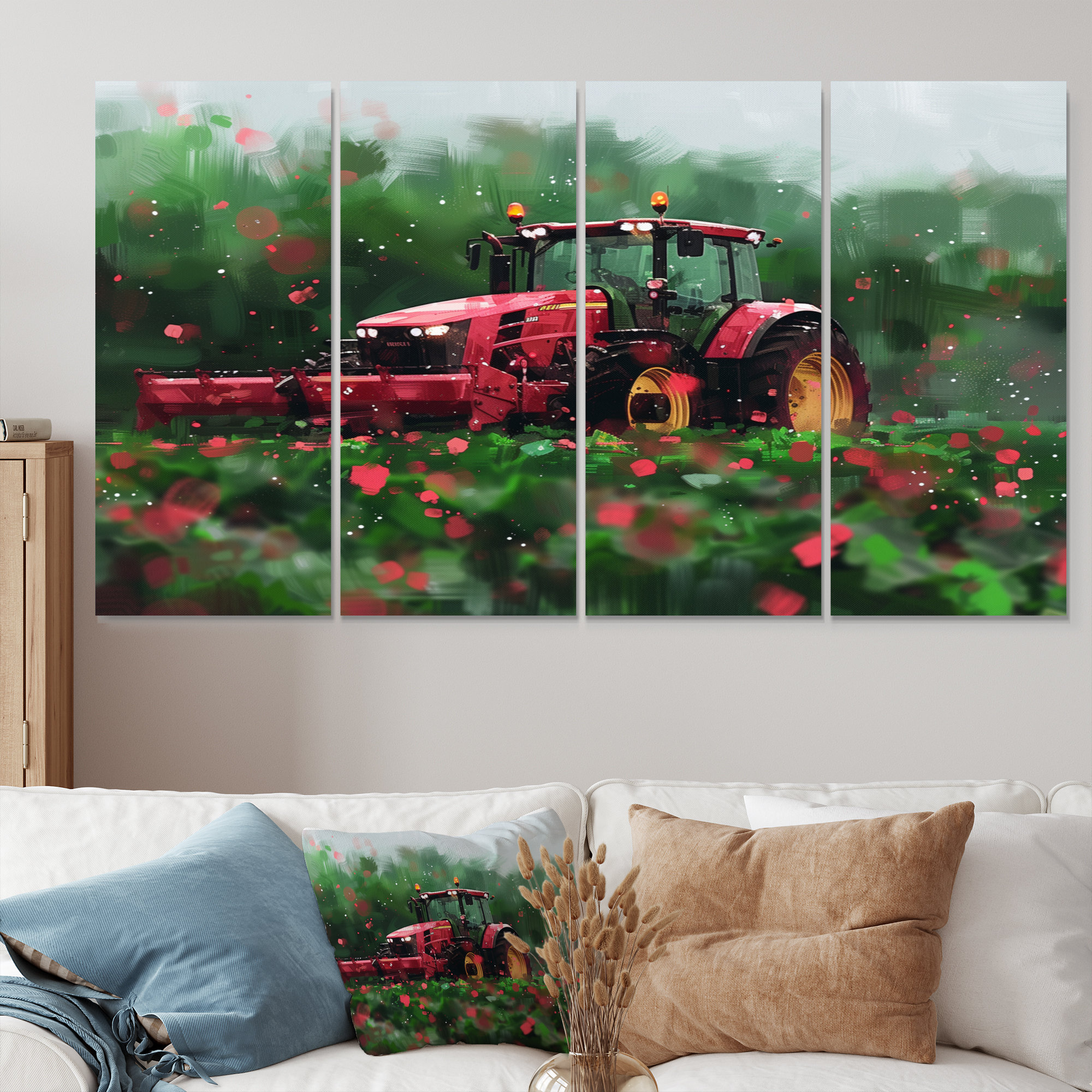 August Grove® Summer Farming Tractor Fields - Farm Wall Art Print Set ...
