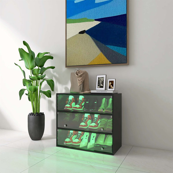 Brayden Studio® Led Light Shoe Box Three Layers With Glass Doors | Wayfair