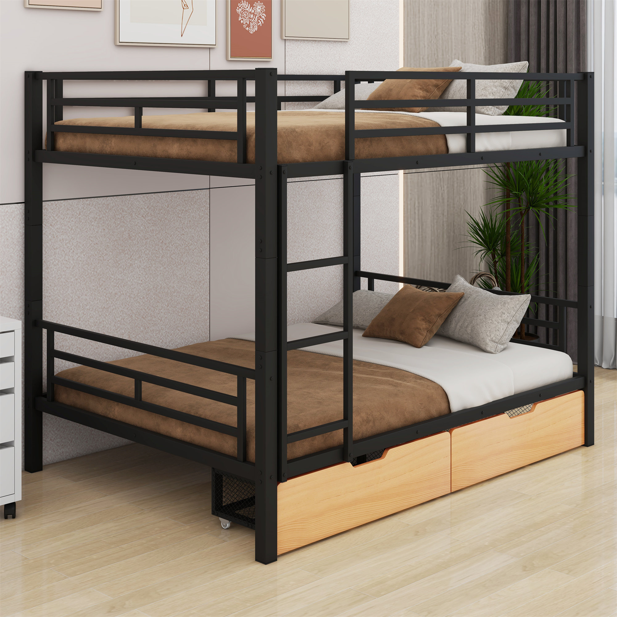 Mason & Marbles Metal Convertible Bunk Bed With Drawers | Wayfair