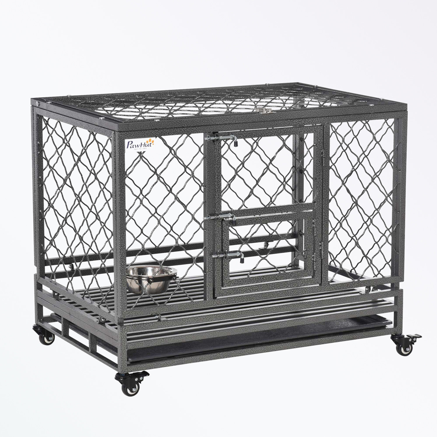 Tucker Murphy Pet™ metal frame Dog Crate with Lockable Wheels and Slide ...