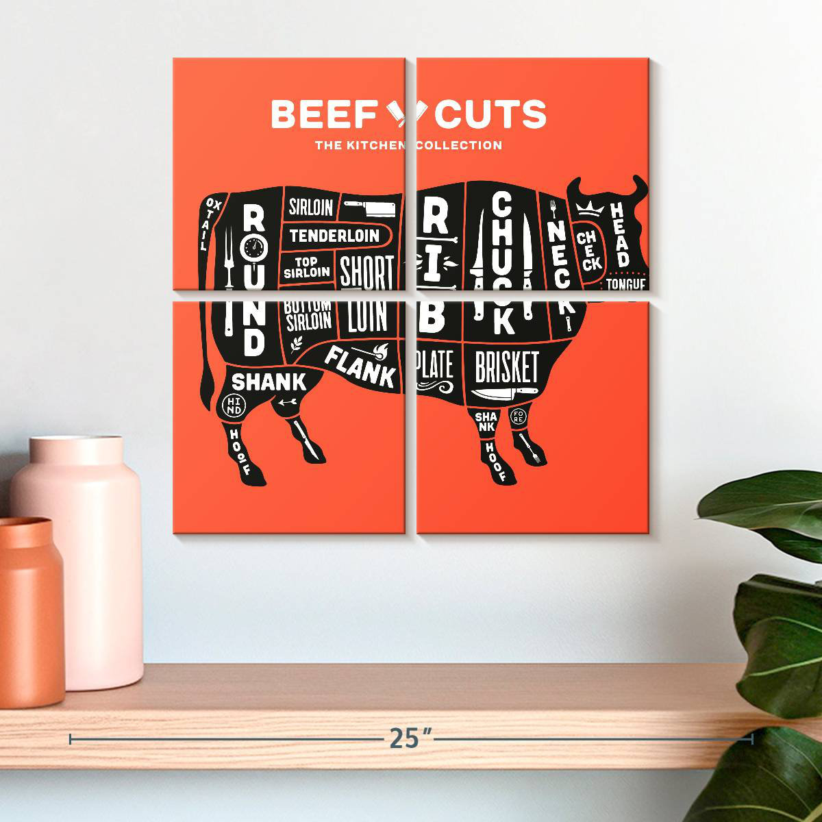Trinx Kema Kitchen Collection Beef Cuts Wall Sign | Wayfair