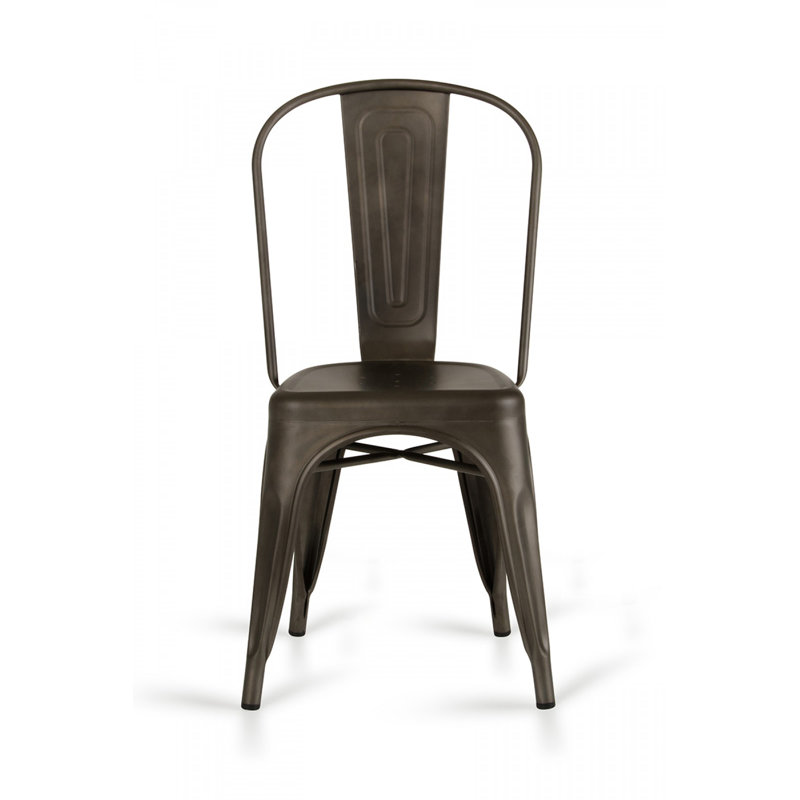 17 Stories Metal Slat Back Stacking Side Chair in Rust | Wayfair