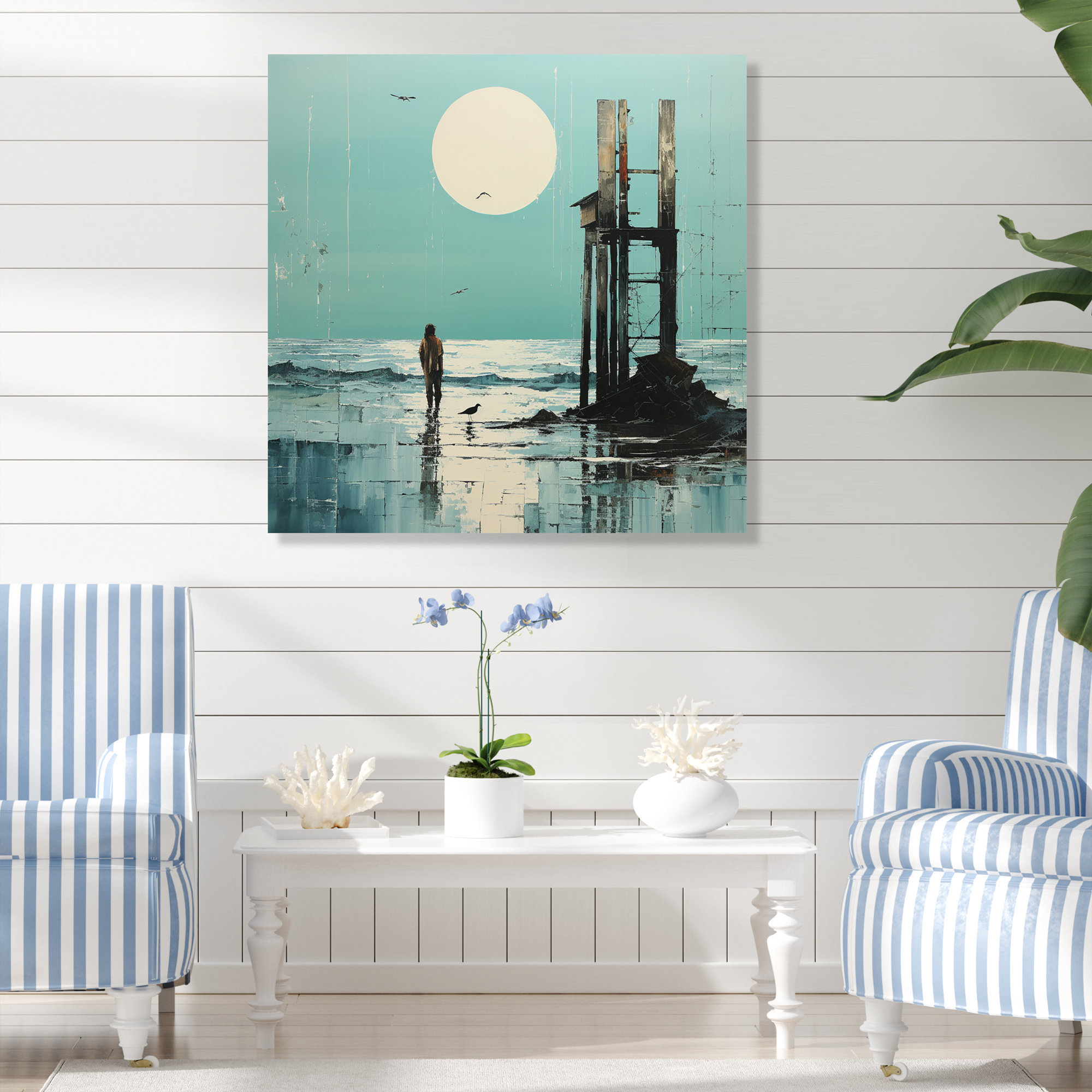 Highland Dunes Pier Lone Pier Papercut I - Nautical & Beach Metal Wall ...