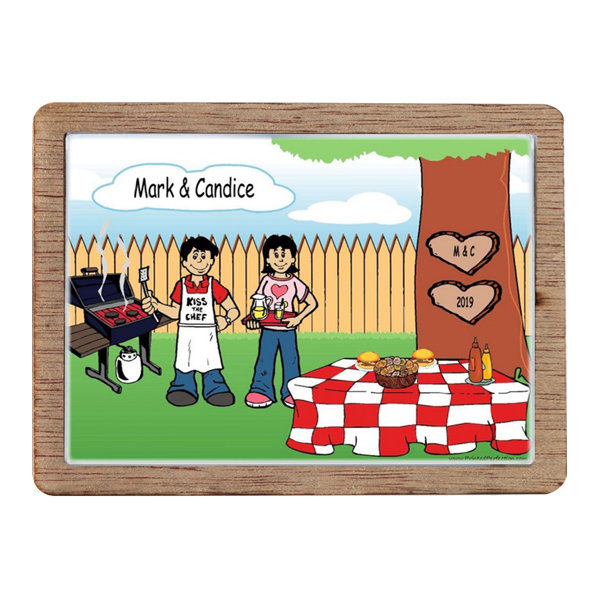Printed Perfection Personalized Family Backyard Barbeque Couple Wooden ...