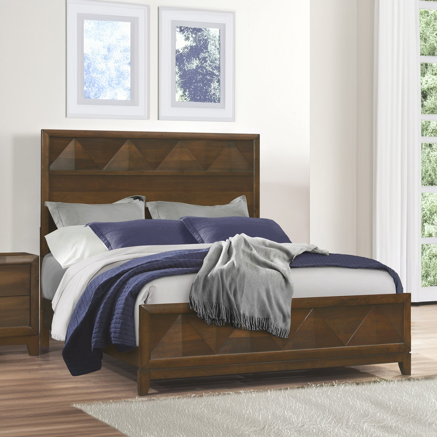 Red Barrel Studio® Queen Walnut Wooden Bed Frame | Wayfair