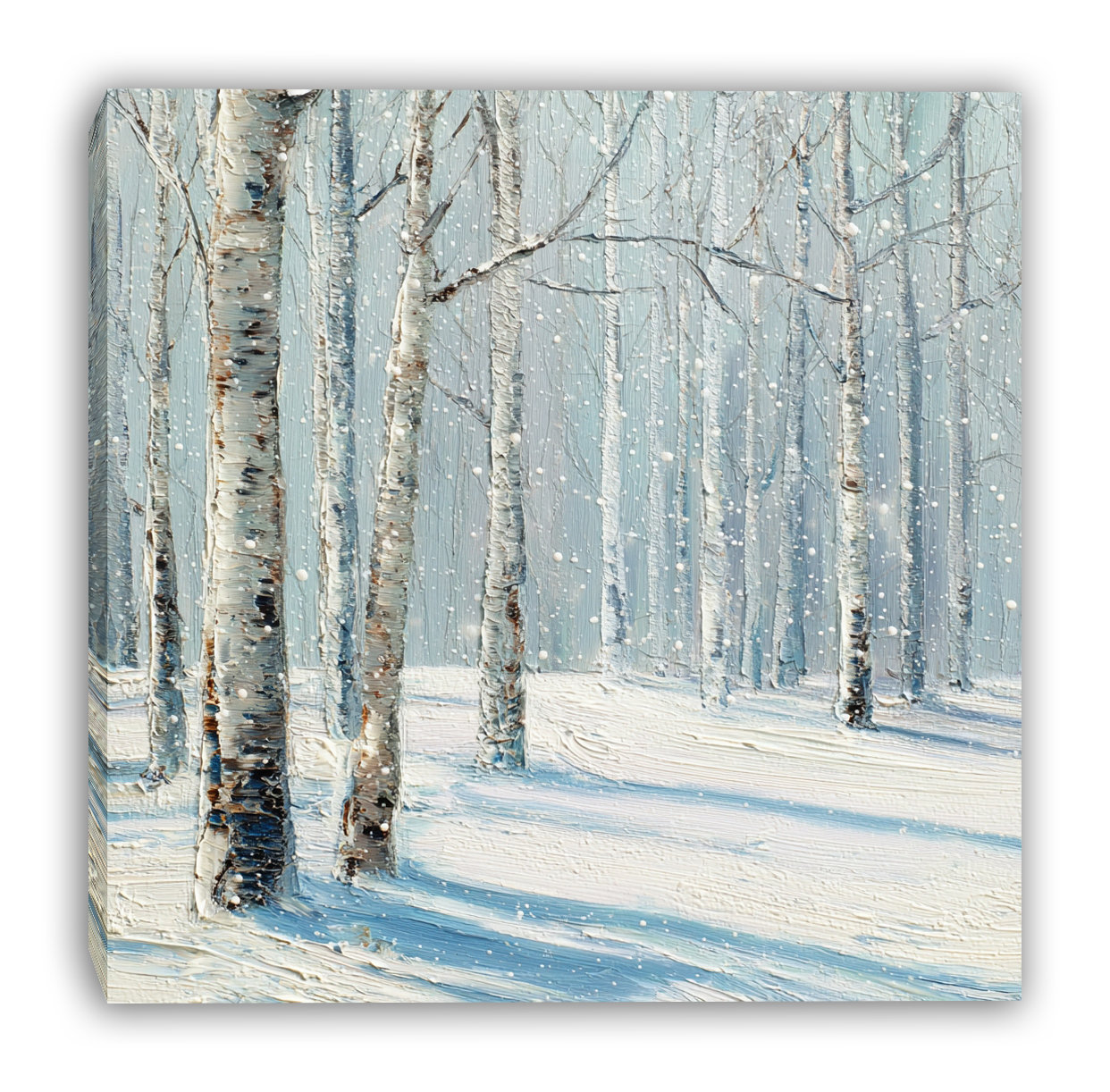 Ophelia & Co. Quiet Birch Snowfall Wrapped Canvas Wall Art | Wayfair