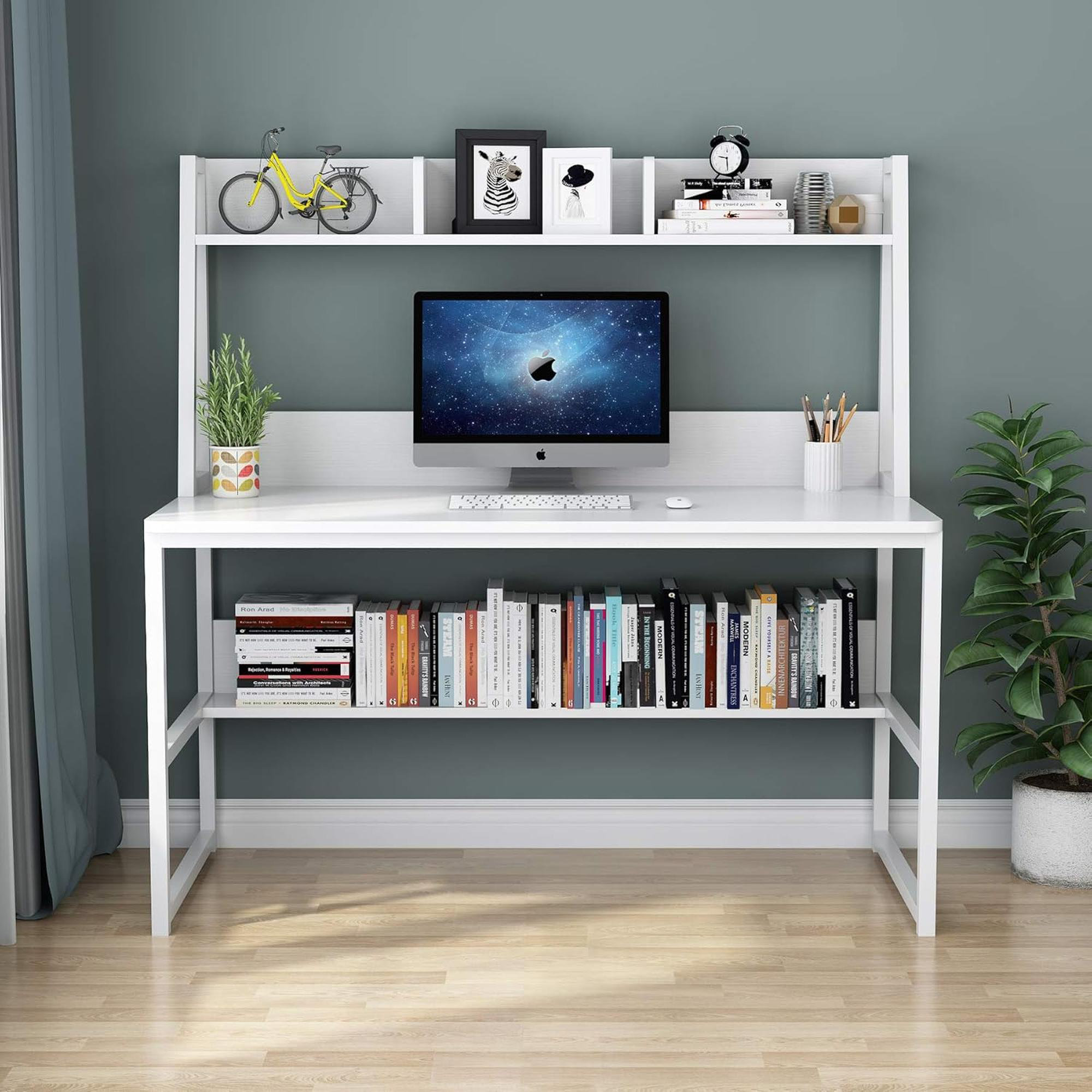 Ivy Bronx 47” Computer Desk with Hutch and Bookshelf, Compact Home ...