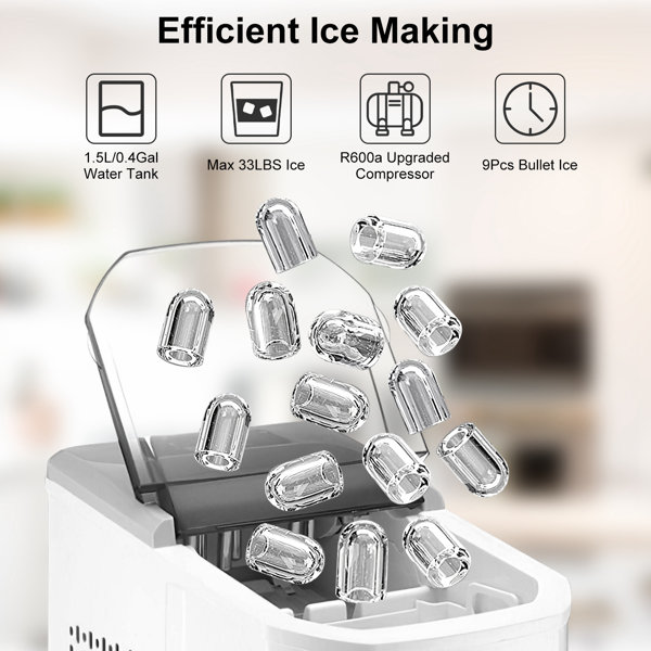 iMounTEK IMounTEK 33 Lb. Daily Production Ice Maker Machine Bullet Ice ...