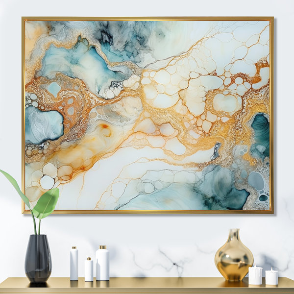 Wrought Studio " Turquoise And Gold Liquid Charm " | Wayfair