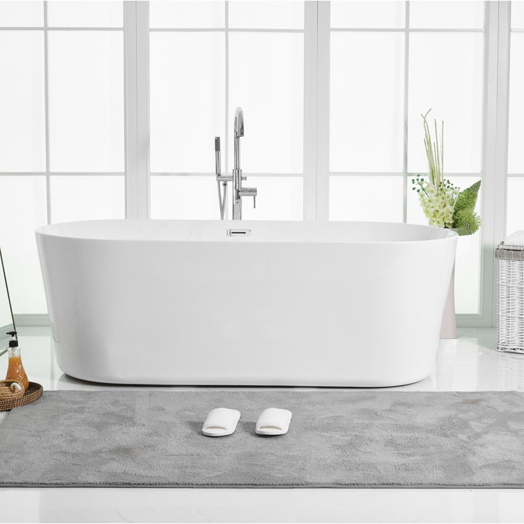 Ebern Designs Jakeil 71'' x 31.4'' Freestanding Soaking Acrylic Bathtub ...