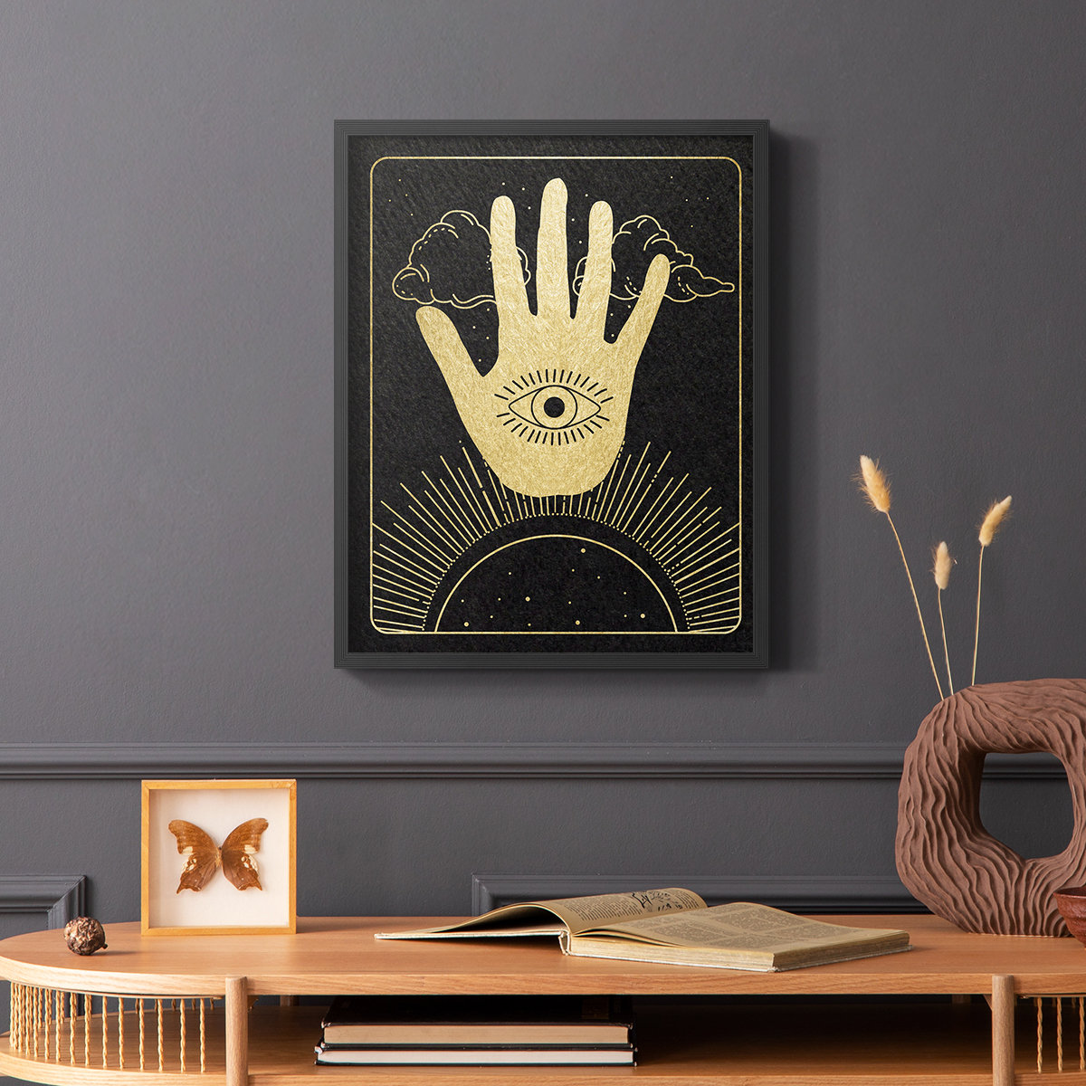 Dakota Fields Celestial Palm Framed Print - Solid Wood | Wayfair