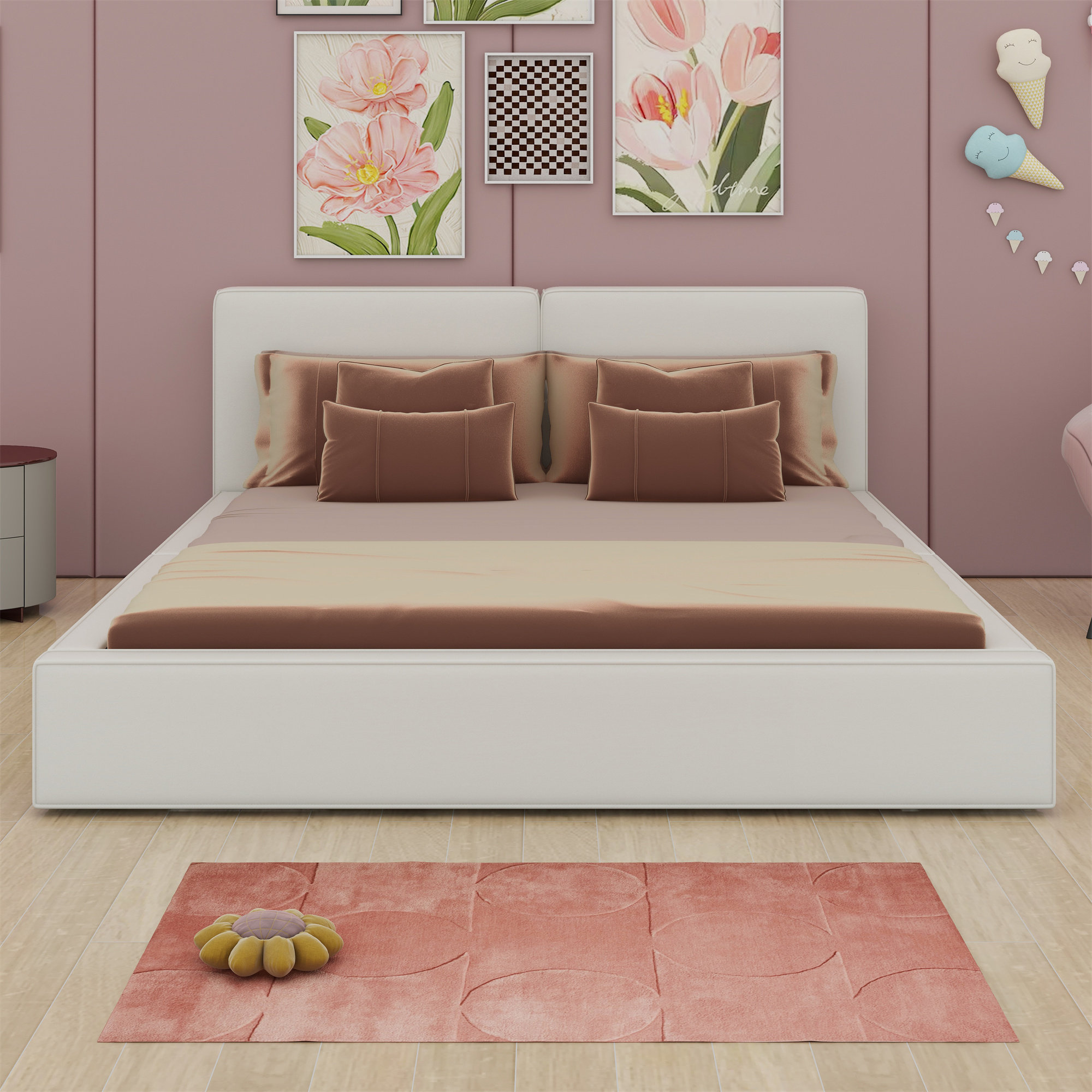 floor level bed frame queen