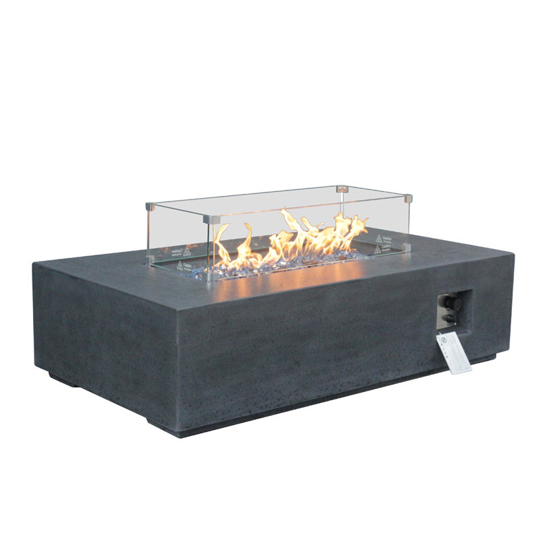 Latitude Run® Outdoor Concrete Propane Gas Rectangle Fire Pit Table ...