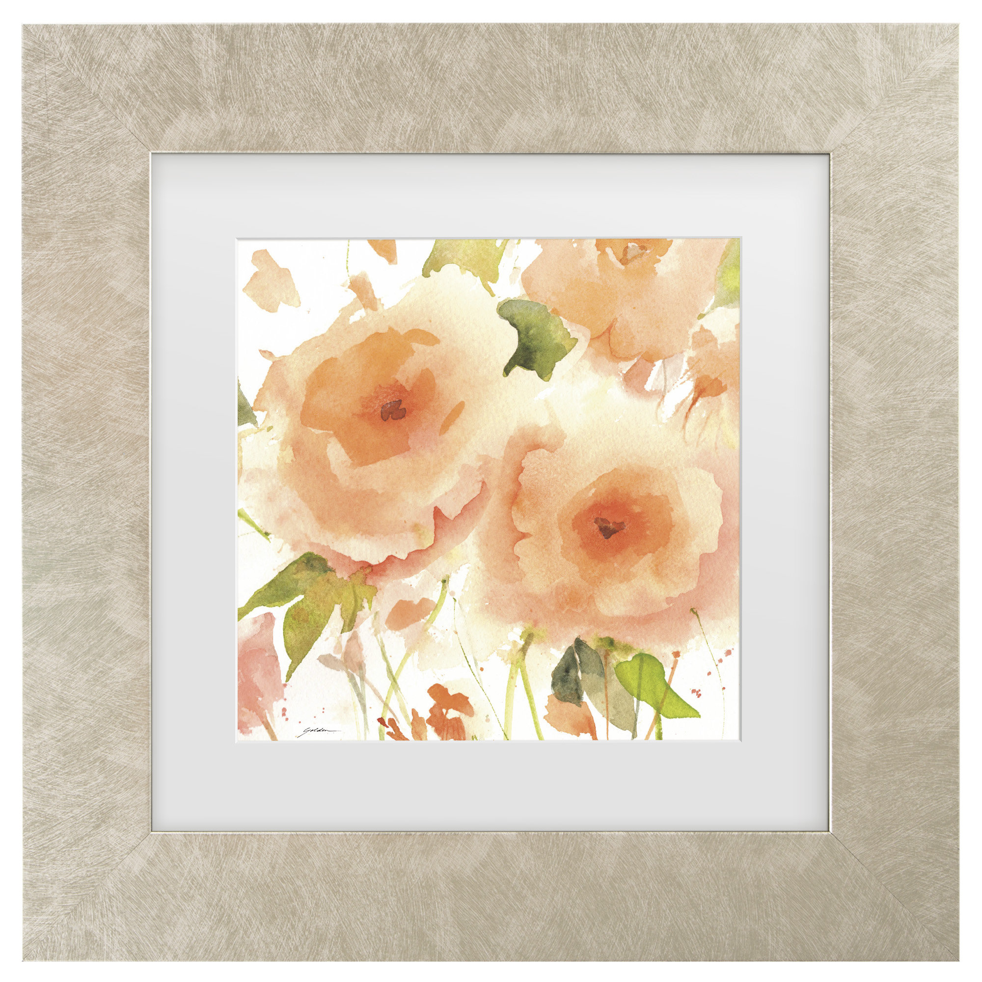 Ebern Designs Bolog Sheila Golden Peach Tones Matted Framed Art | Wayfair