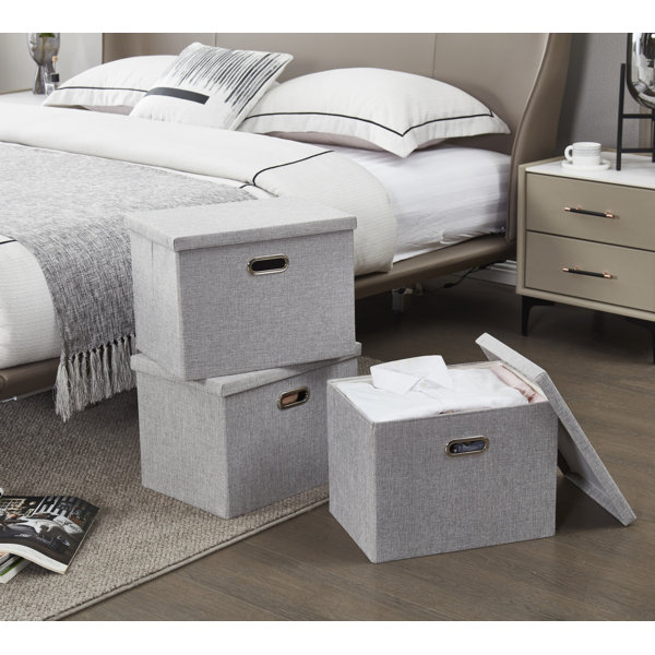 DECOMOMO Large Rectangular Storage Bins With Lid And Cut-Out Handles ...