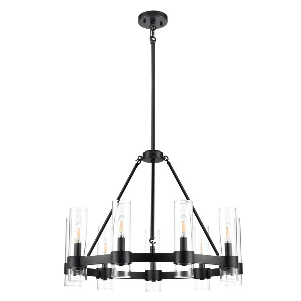 Gracie Oaks Breylin 9 - Light Dimmable Wagon Wheel Chandelier - Wayfair ...