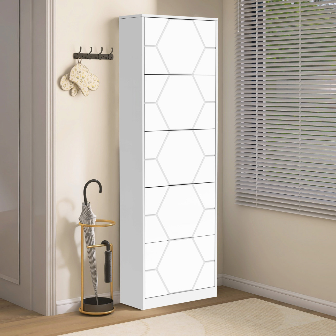 House of Hampton Shoe Storage Cabinet For Entryway, 5 Tiers Shoe ...