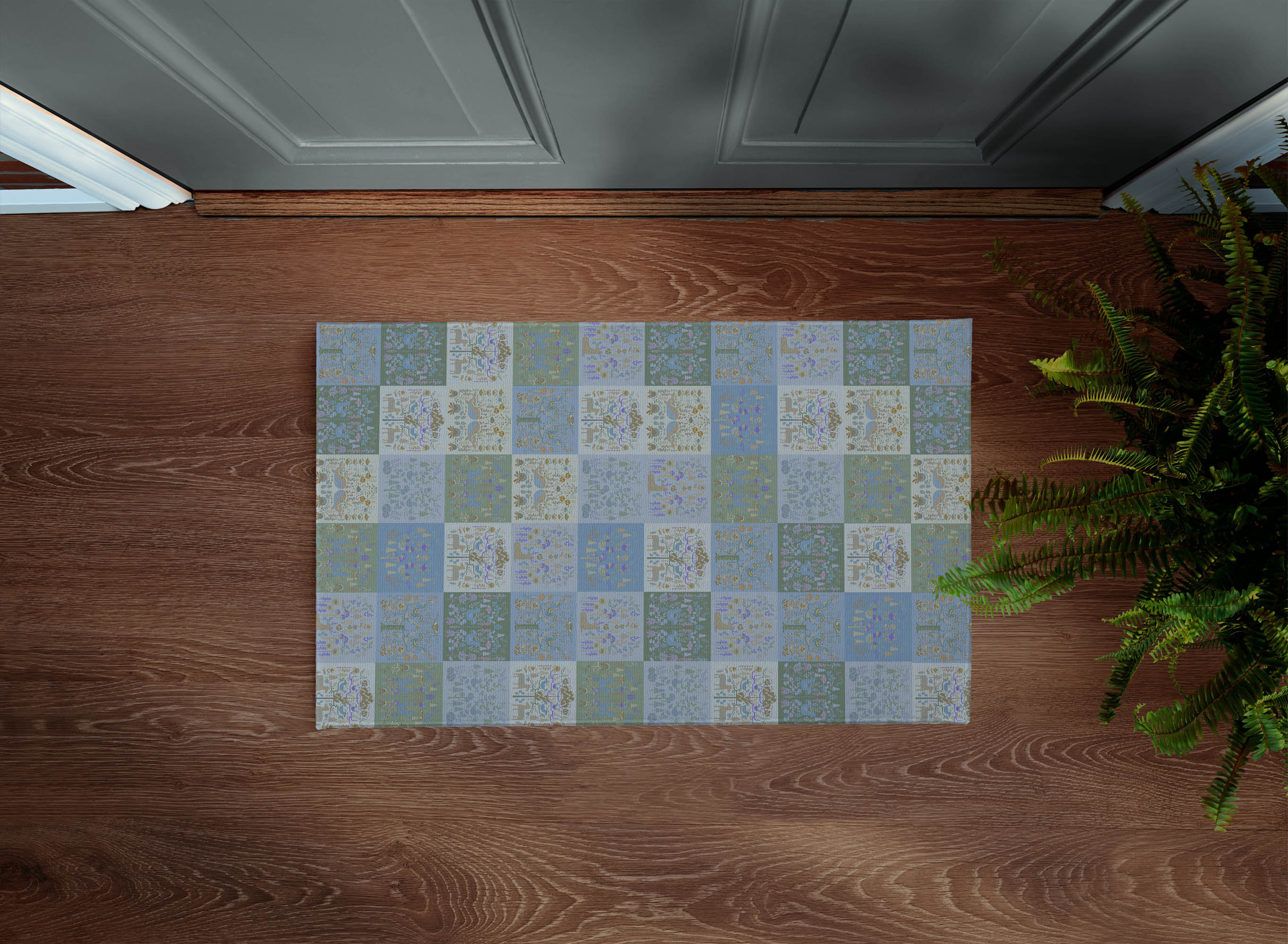 KAVKA DESIGNS SCANDINAVIAN PATCHWORK with Rubberized non-slip Backing ...