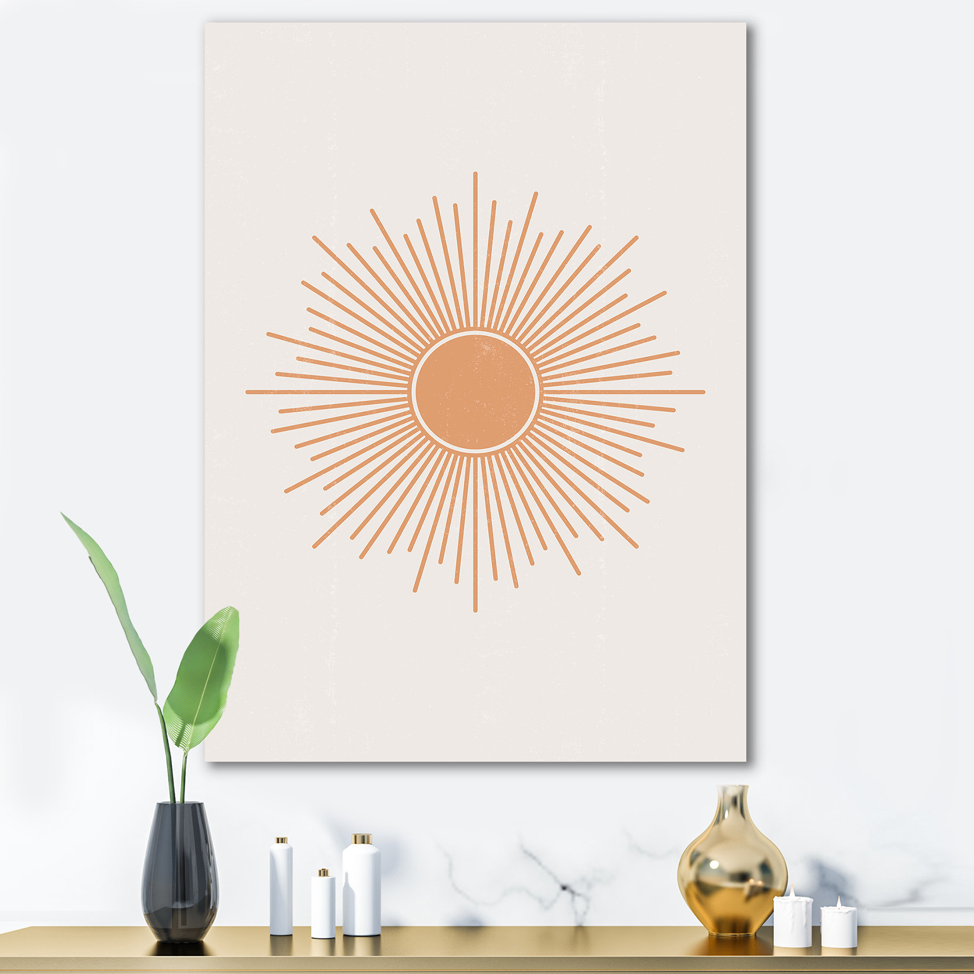 East Urban Home FDP35640_Minimalist Bright Shining Orange Sun Rays III ...