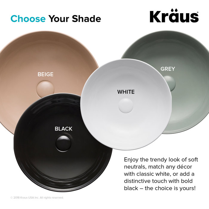 Kraus Thin Ceramics Circular Vessel Bathroom Sink & Reviews | Wayfair