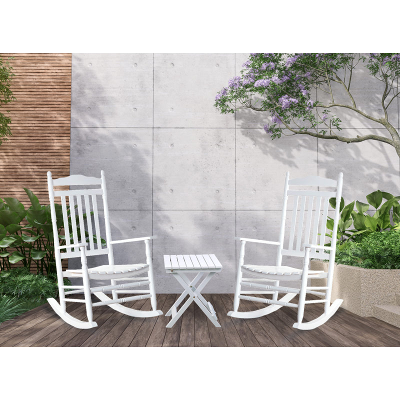 August Grove® Atie 3 Piece Outdoor Patio Rocking Chair with Small ...